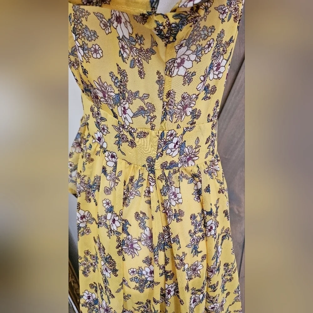 Meghan LA | Tops | Meghan Los Angeles Yellow Floral High Low Duster ...